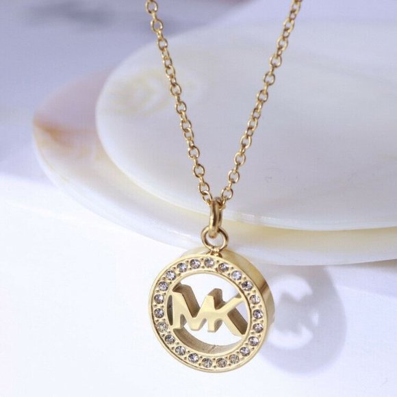 MICHAEL Michael Kors | Jewelry | Custom Mk Logo Circle Pave Gold ...